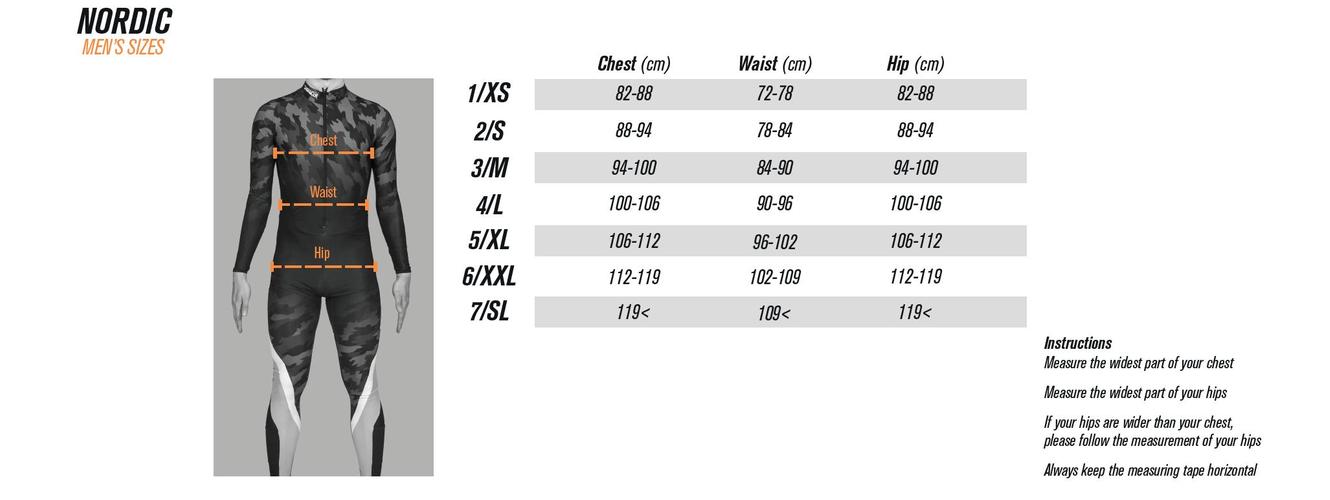 Maattabel fietskleding - Bioracer