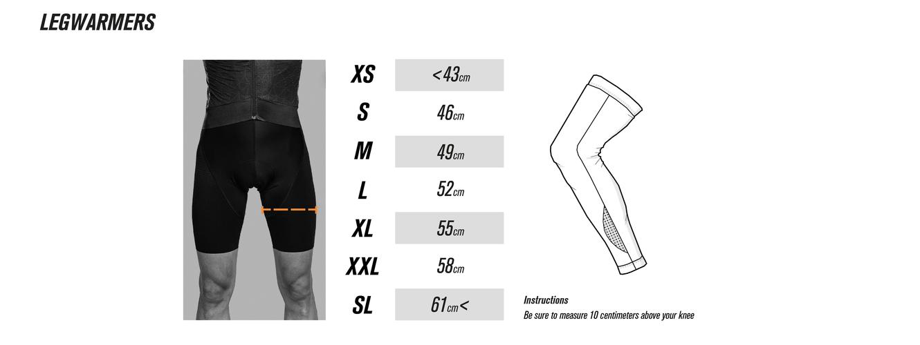 Maattabel fietskleding - Bioracer